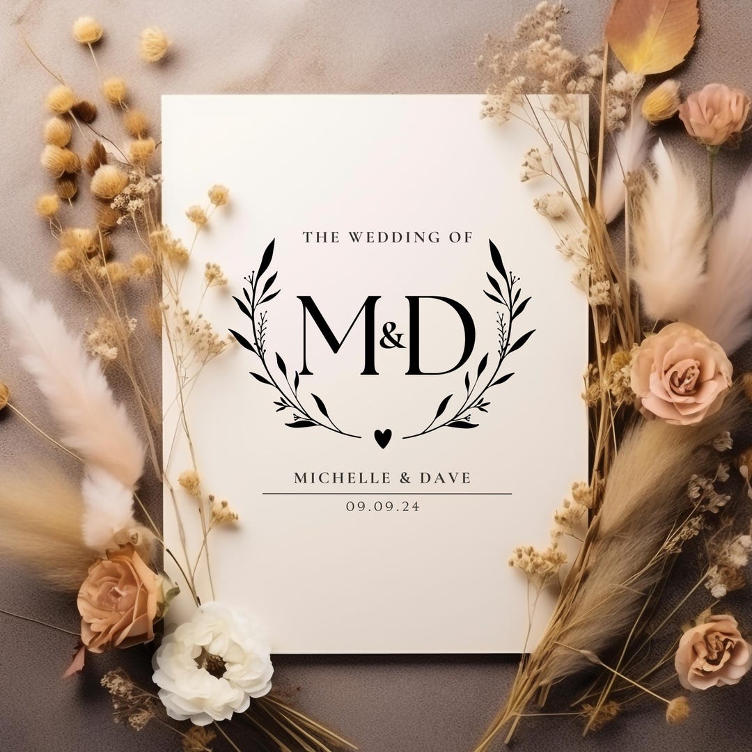 Simple Wedding Logo, Floral Monogram Designs, and Elegant Custom Logo ...