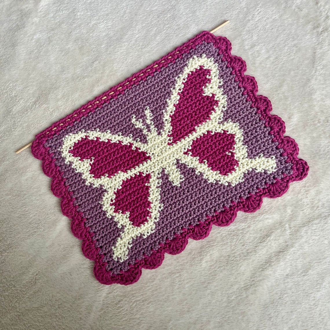 Cute Heart Butterfly Y2K Crochet Tapestry Pattern Crocheted Gift ...