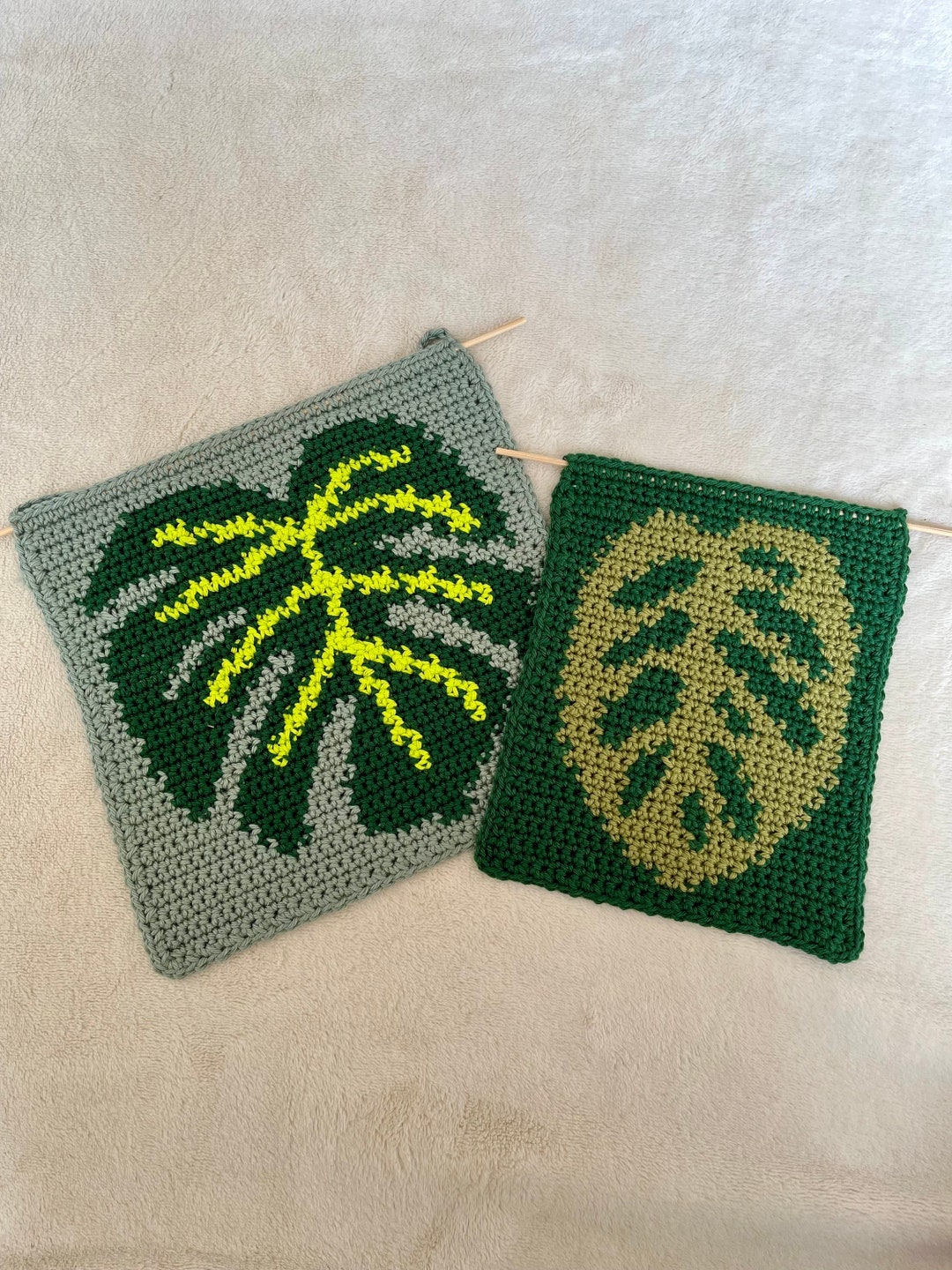 Crochet Monstera Leaves Tapestry Pattern BUNDLE! - Monstera Adansonii ...