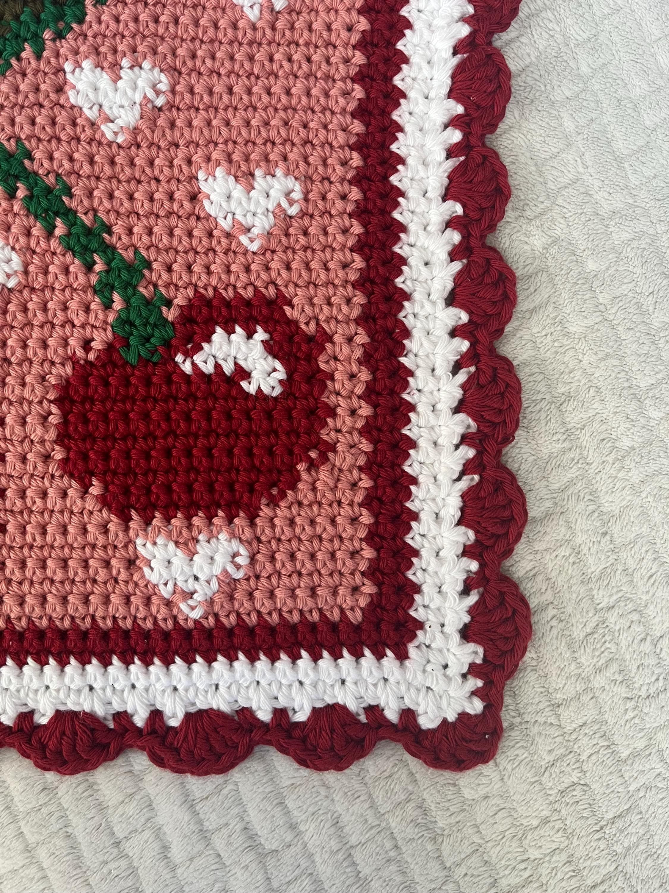 Cute Heart Cherries Y2K Crochet Tapestry Pattern Crocheted Gift Present ...