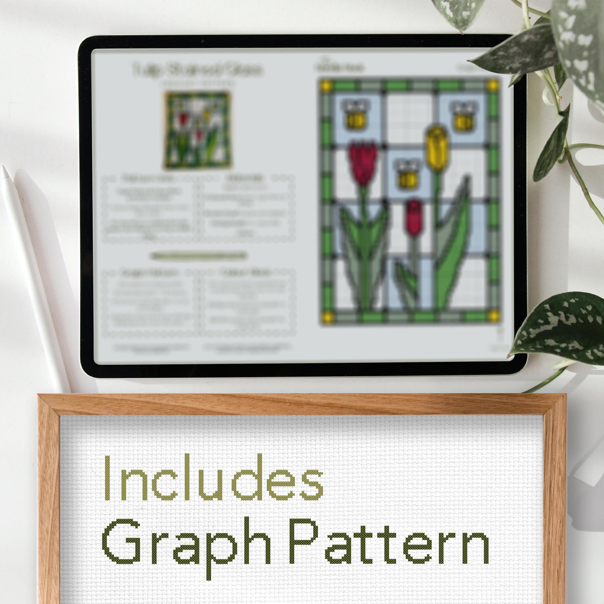 Tulip & Bee Crochet Tapestry Pattern: Vintage Stained Glass (PDF ...