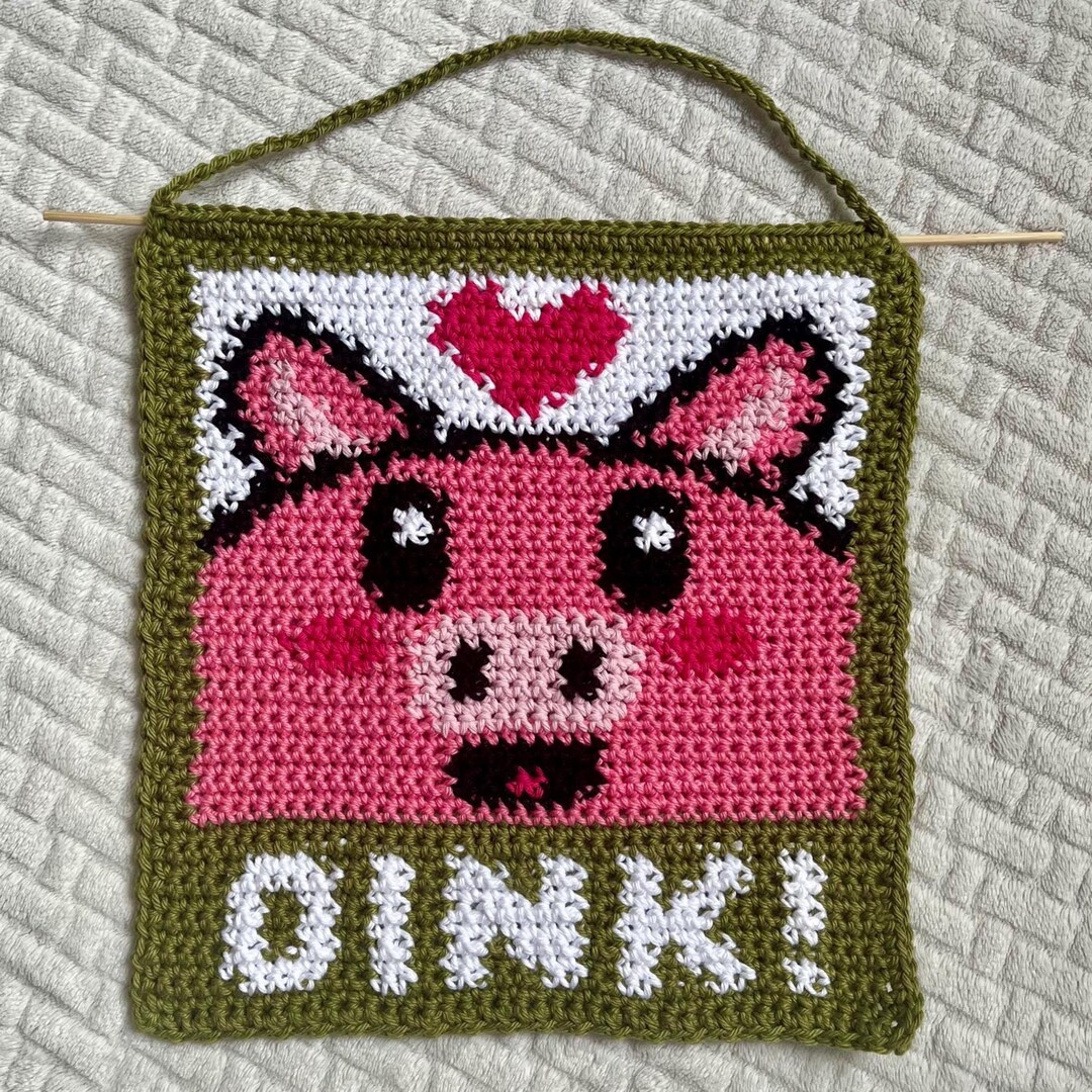 Pig Crochet Tapestry Pattern: Oink Y2K Decor (PDF Digital Download) - Etsy