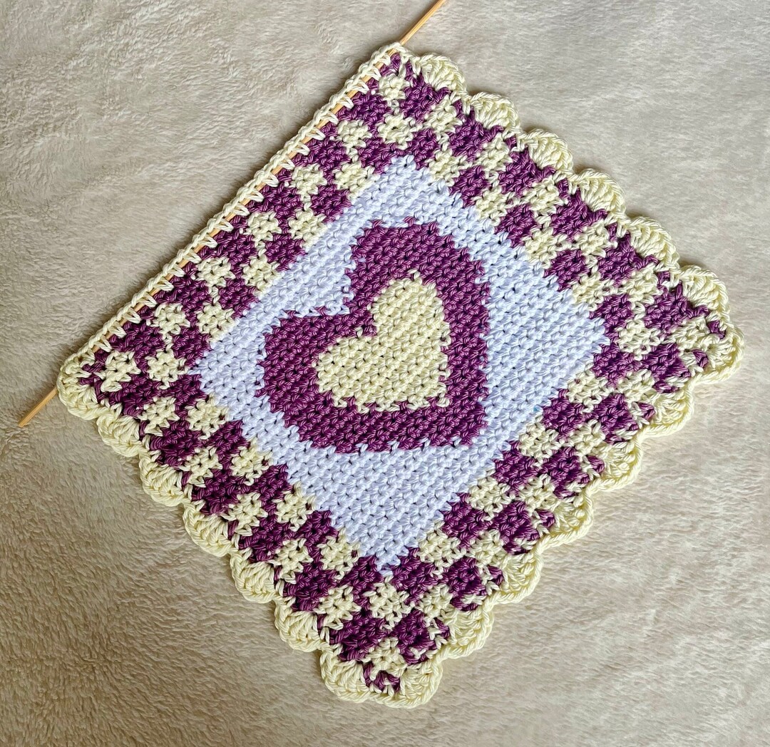 Chequered Heart Crochet Tapestry Pattern: Y2K Home Decor (PDF Digital ...