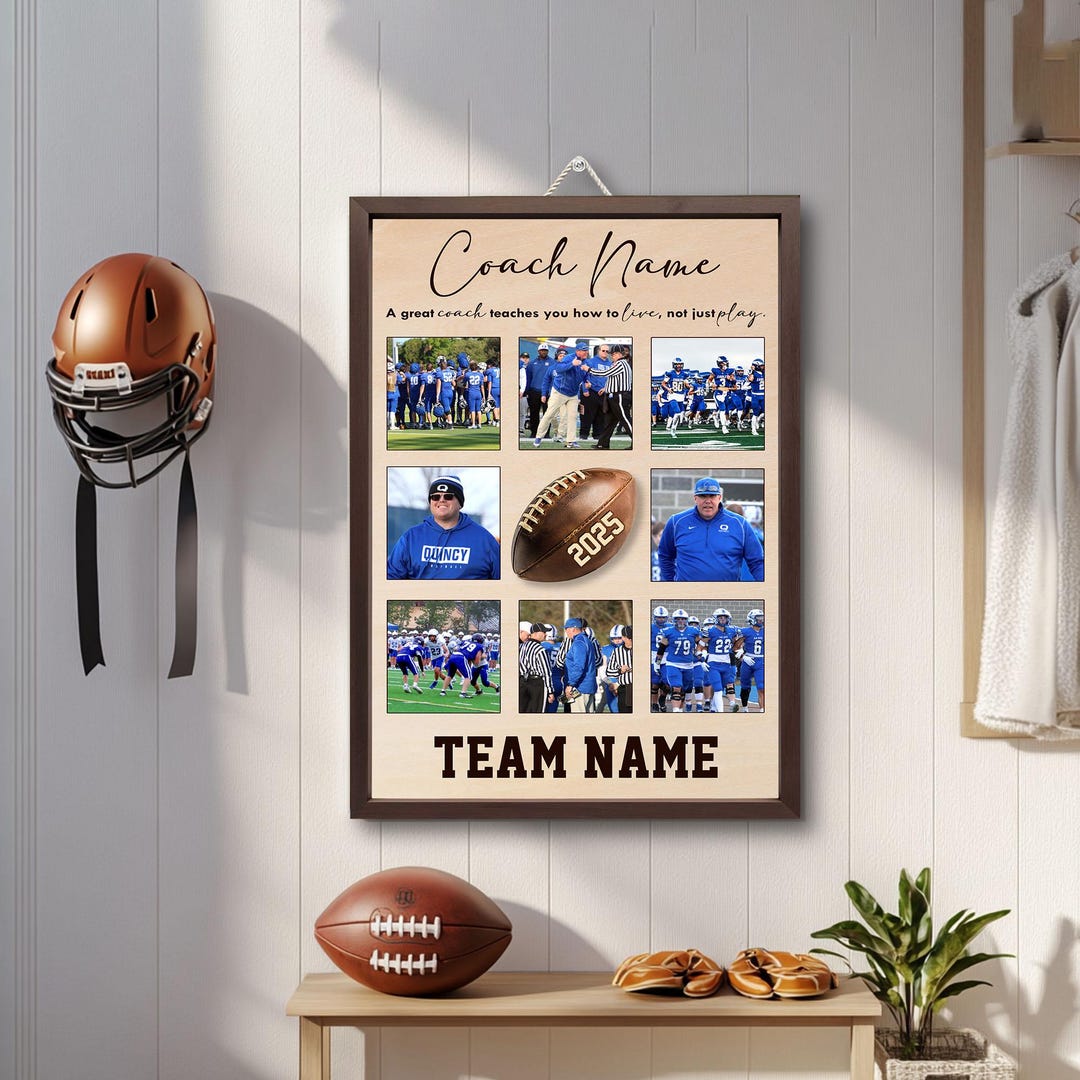 Personalized Football Photos Collage Sign for Coach, Customized ...