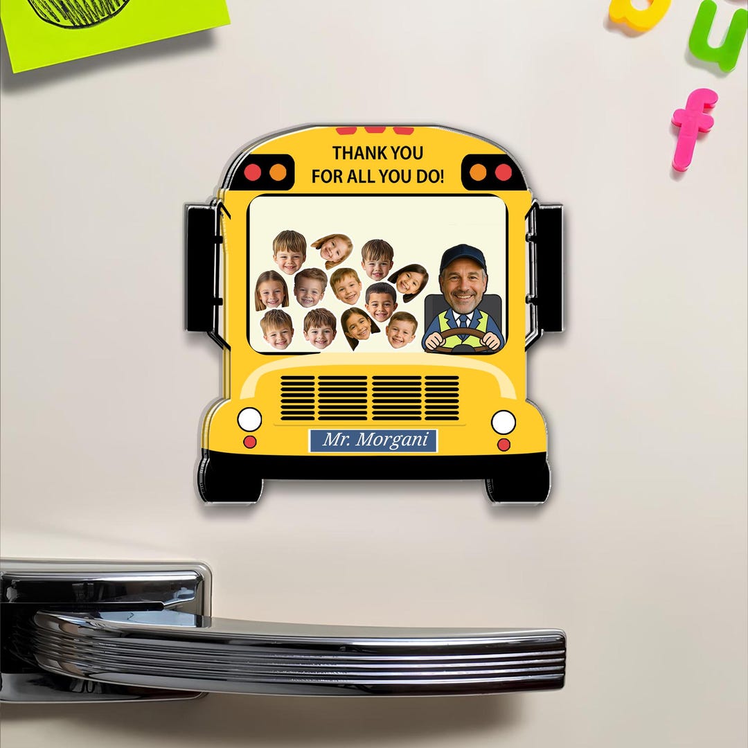Custom School Bus Driver Shaker Fridge Magnet, Personalized Photo ...