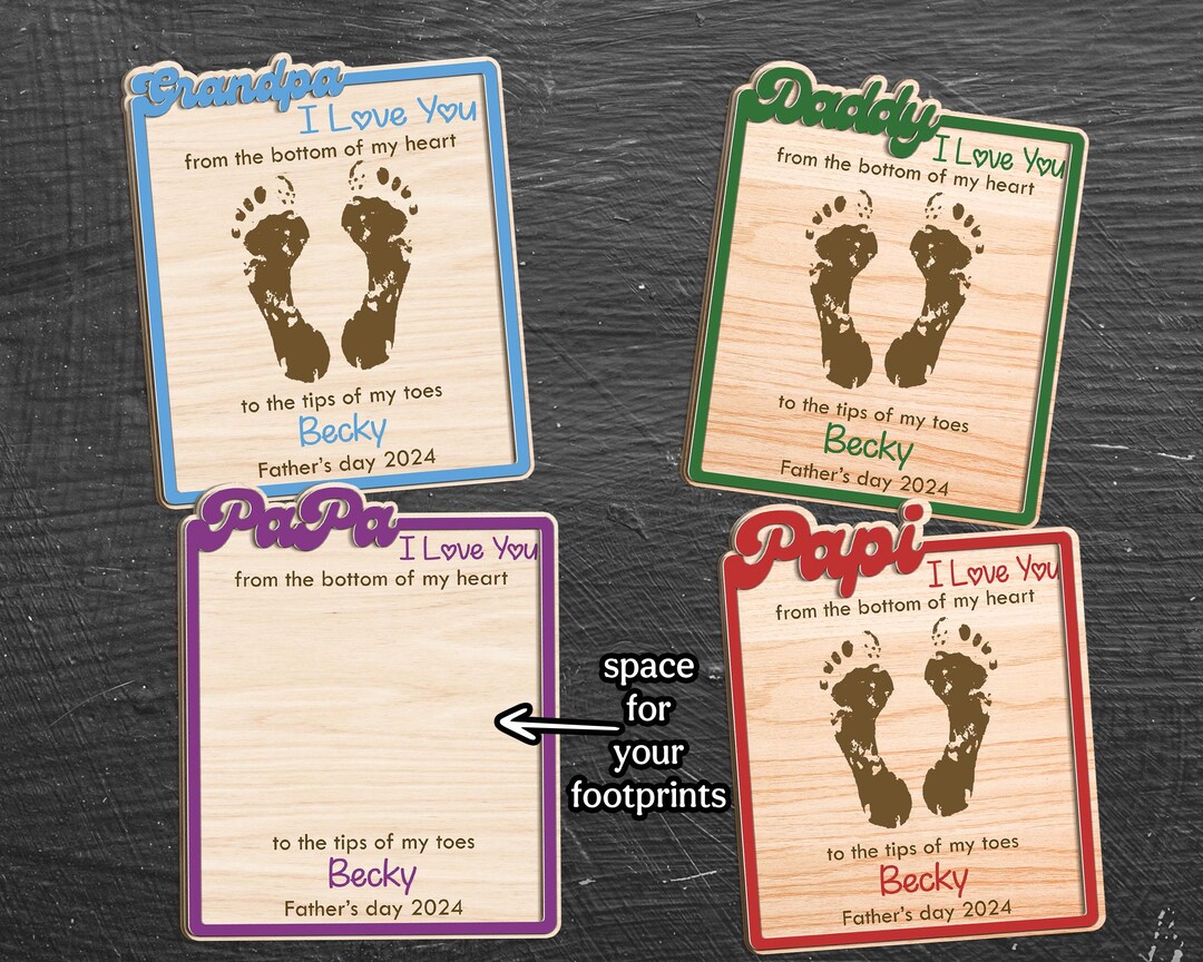 Personalized Father's Day Sign PNG, Fathers Day Footprint Art PNG ...