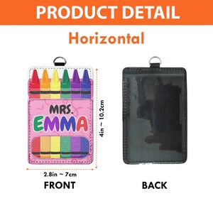 Personalized Teacher Crayon ID Badge Holder, Custom Teacher Name ID ...