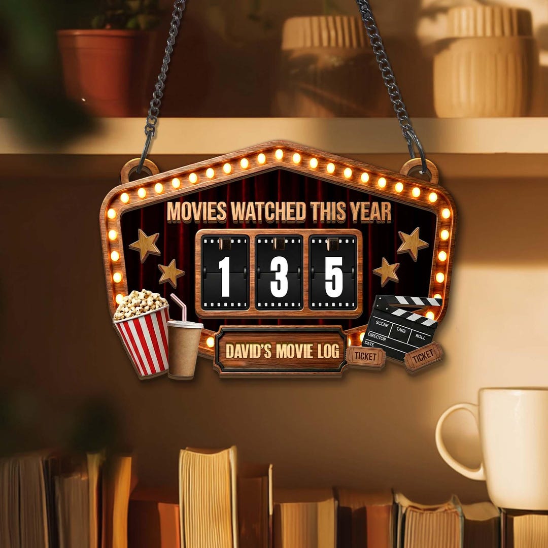 Custom Movies Watched This Year Sign, Counter Sign With Interchangeable ...