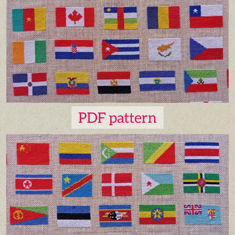 Bundle of 3 World Flag Cross Stitch Pattern, Choose 3 Countries From ...