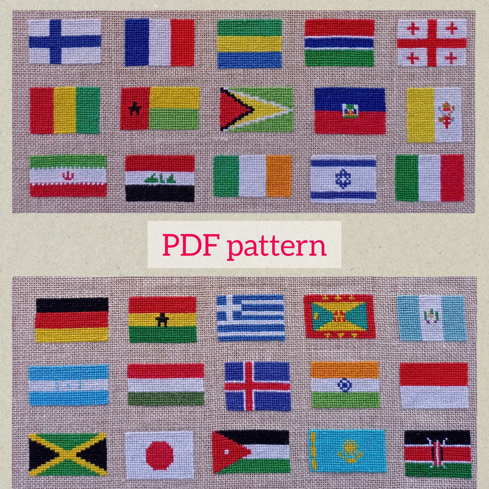 Bundle of 3 World Flag Cross Stitch Pattern, Choose 3 Countries From ...