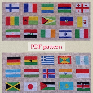 Bundle of 3 World Flag Cross Stitch Pattern, Choose 3 Countries From ...