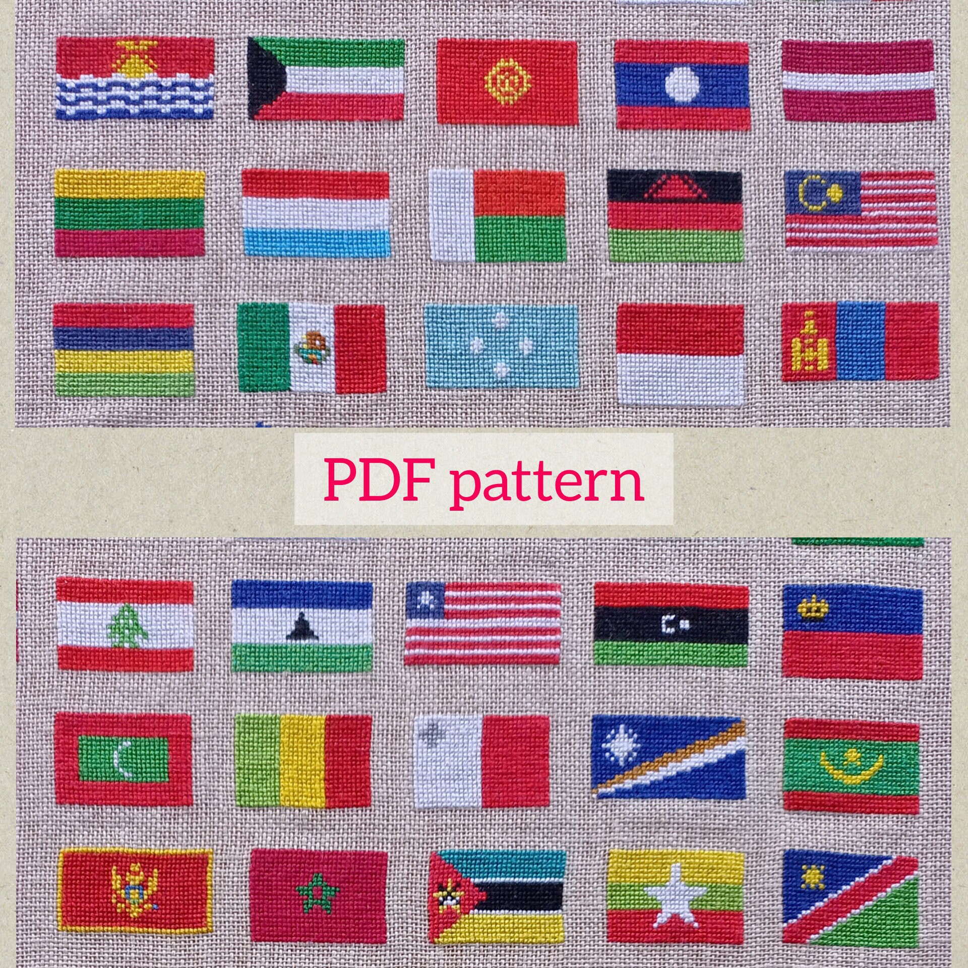 Bundle of 3 World Flag Cross Stitch Pattern, Choose 3 Countries From ...
