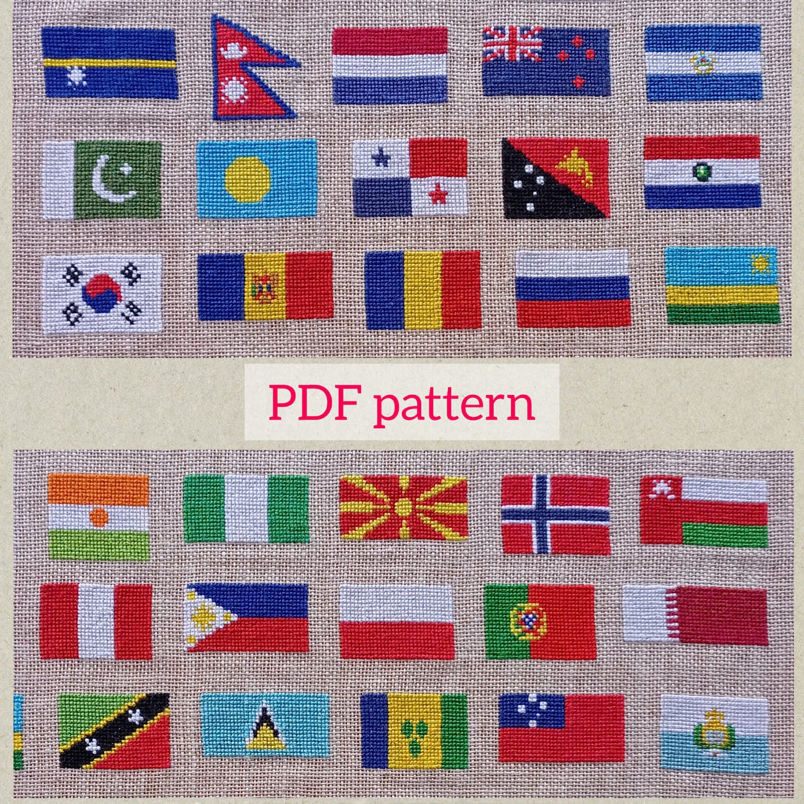 Bundle of 3 World Flag Cross Stitch Pattern, Choose 3 Countries From ...