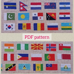 Bundle of 3 World Flag Cross Stitch Pattern, Choose 3 Countries From ...