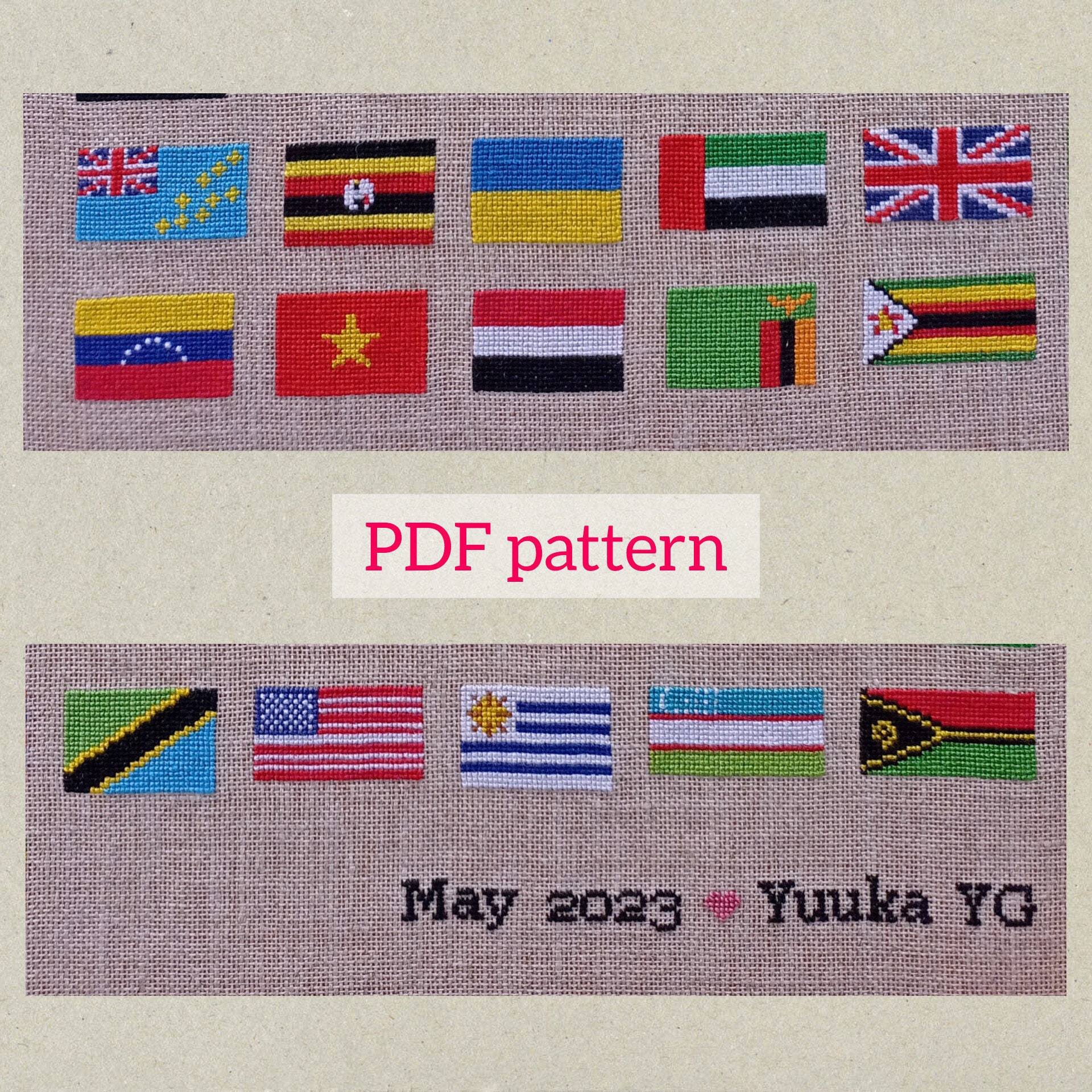 Bundle of 3 World Flag Cross Stitch Pattern, Choose 3 Countries From ...