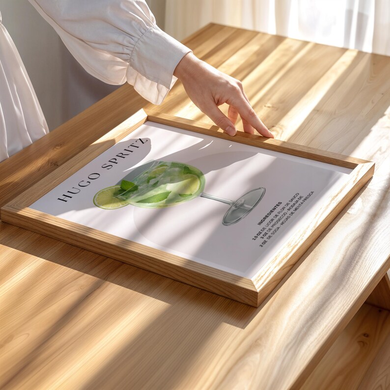 Hugo Spritz Cocktail Art Print | Chic Bar Cart Wall Art | Digital ...