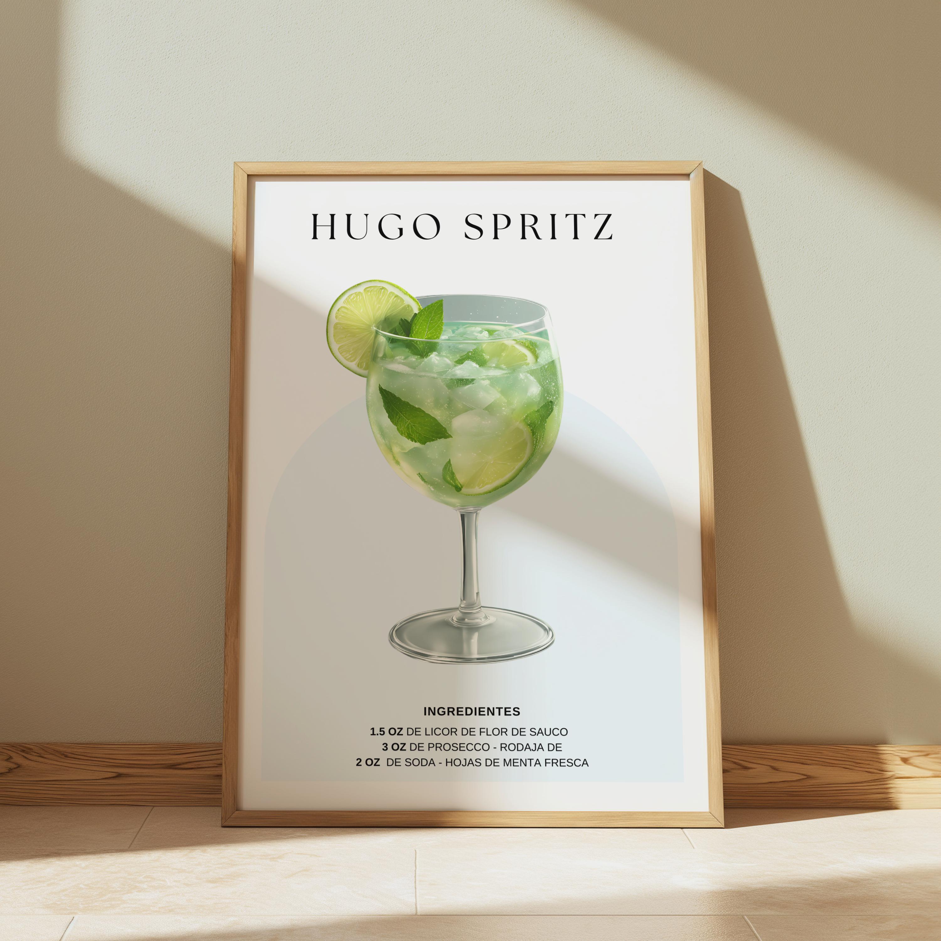 Hugo Spritz Cocktail Art Print | Chic Bar Cart Wall Art | Digital ...