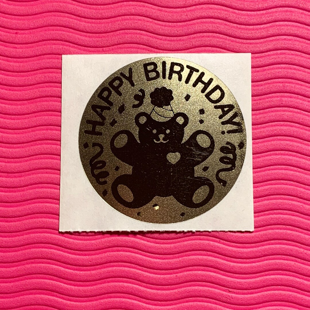 Sandylion Vintage Stickers Mylar Foil Gold Medal Happy Birthday Teddy ...