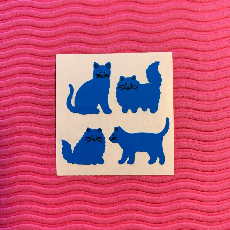 Sandylion Vintage Stickers Kromekote Blue Neon Cats Cute - Etsy