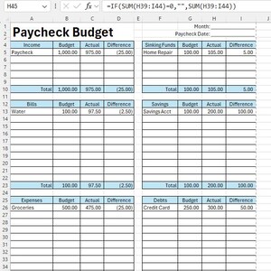 Zero Based Budget Paycheck Planner, Detailed Financial Organizer for ...