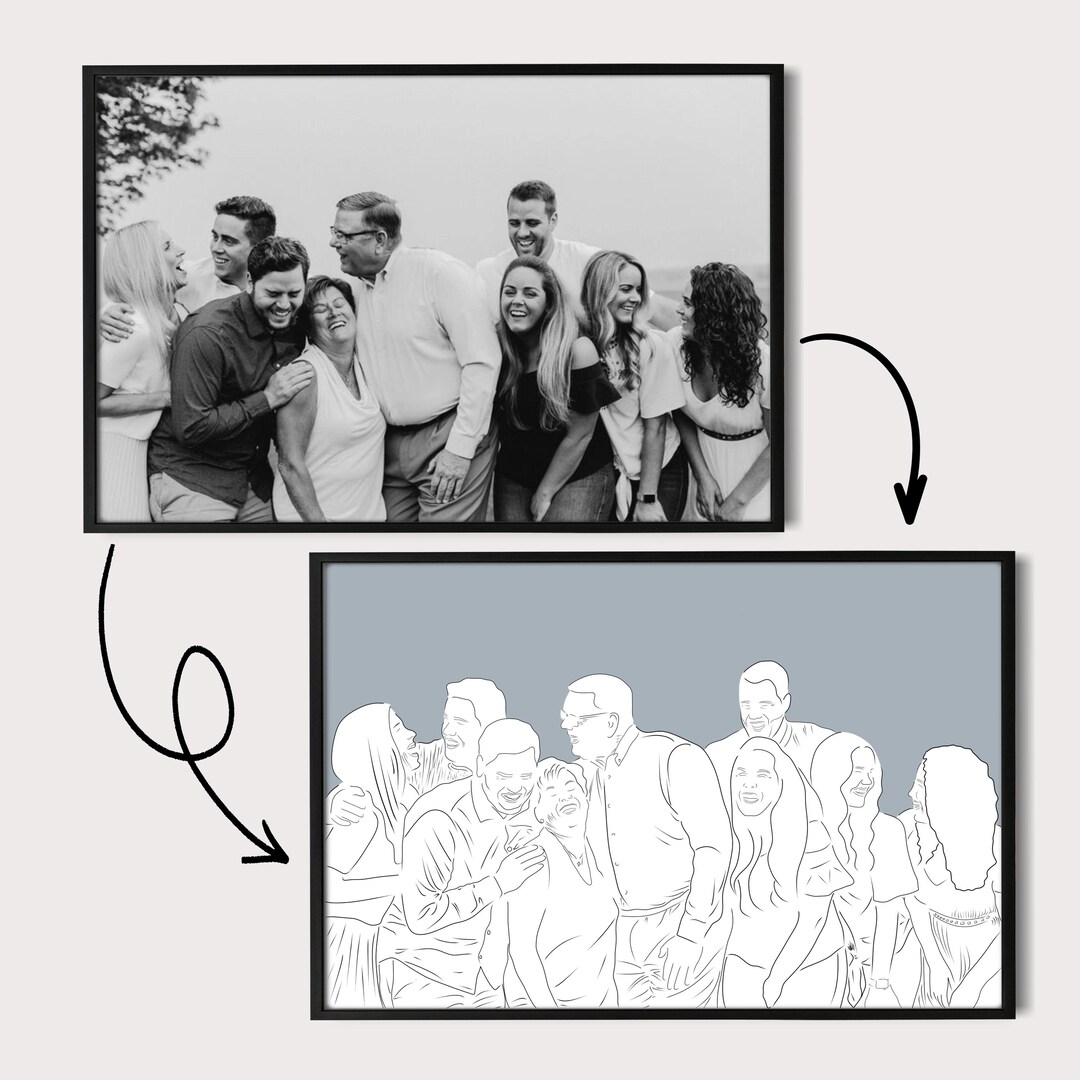 Custom Line Art Portrait, Faceless Portrait, Personalised Photo ...