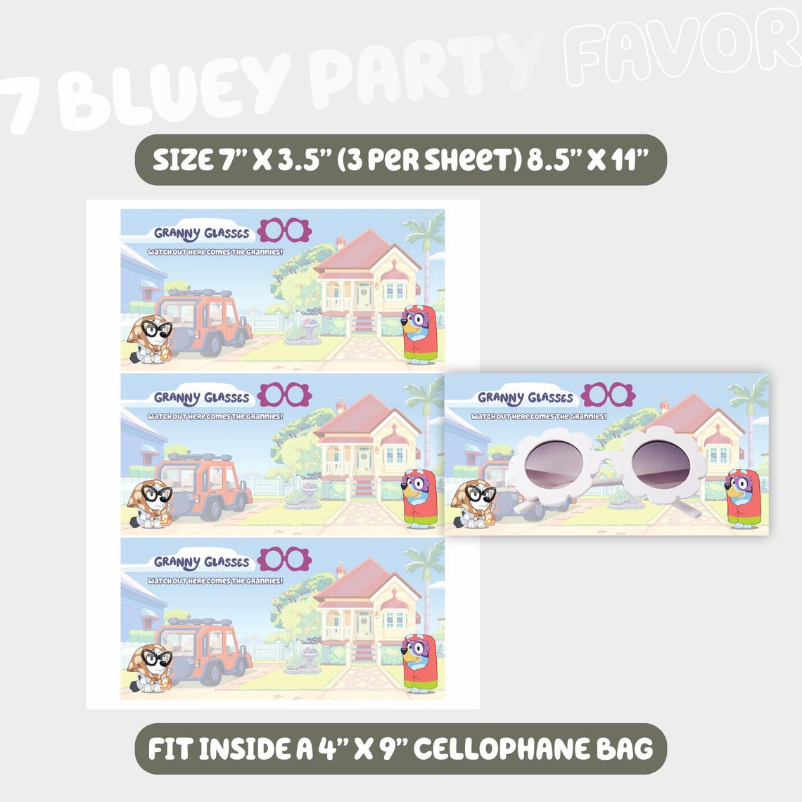 7 Bluey Party Favor Printable Bluey Birthday Treat Bundles Bluey Dog ...