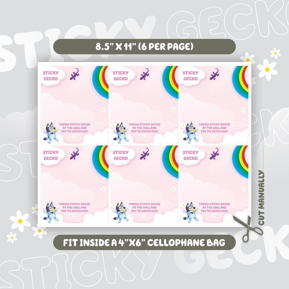 Sticky Gecko Bluey Party Favor Printable Bluey Birthday Treat Bundles ...