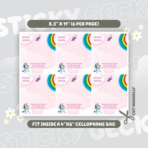 Sticky Gecko Bluey Party Favor Printable Bluey Birthday Treat Bundles ...