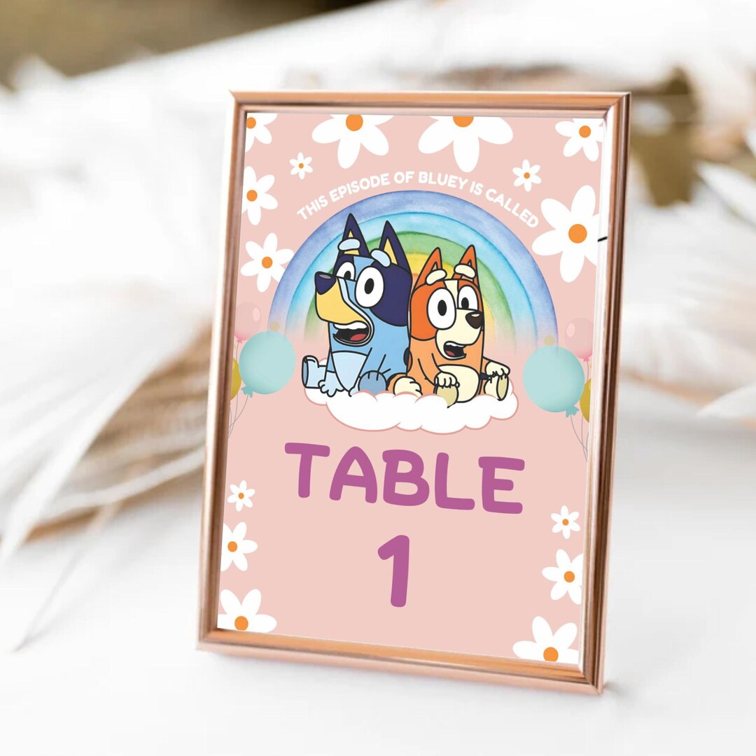 Bluey Girl Party Signs Bluey Birthday Sign Girl Blue Dog Birthday Party ...