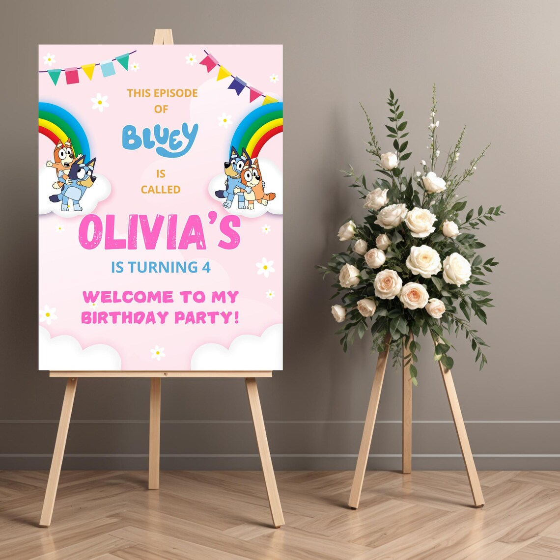 Bluey Welcome Sign Party Girl Bluey Sign Girls Bluedog Birthday Sign ...