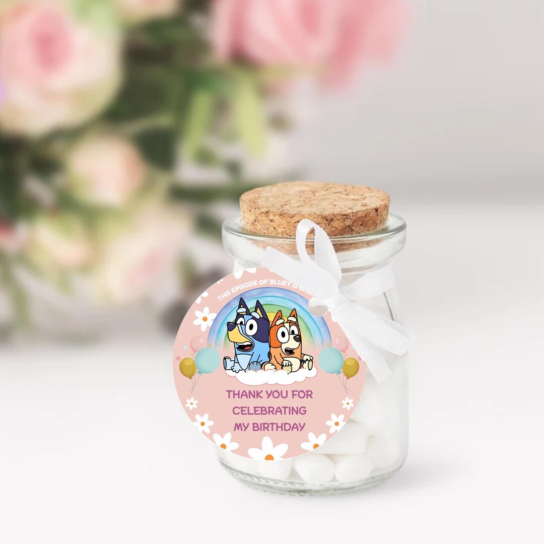 Favor Tags Bluey Party Favor Labels Girls Blue Dog Birthday Bluey Girl ...