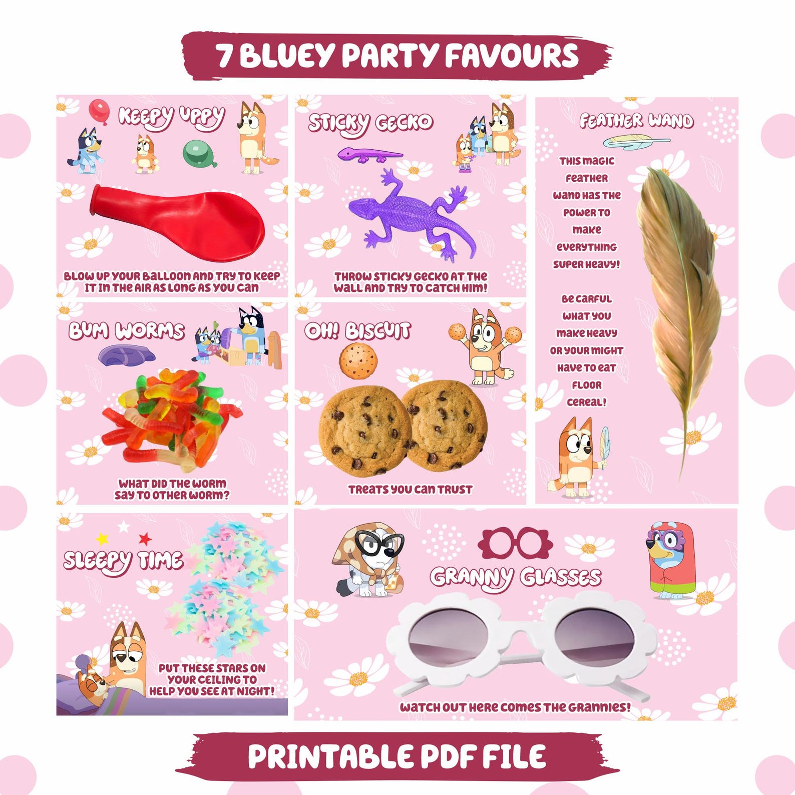 7 Bluey Party Favor Printable Bluey Birthday Treat Bundles Bluey Dog ...