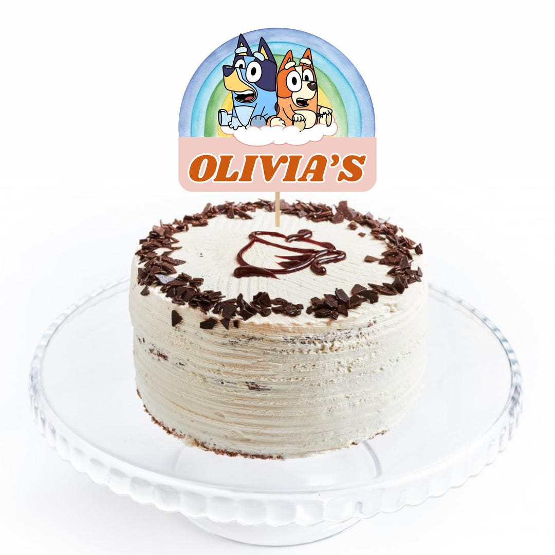 Cake Toppers Bluey Girl Party Favor Labels Bluey Birthday Girl Blue Dog ...