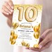 10th Birthday Golden Invitation Girl Gold Glitter Birthday Invite Boy ...