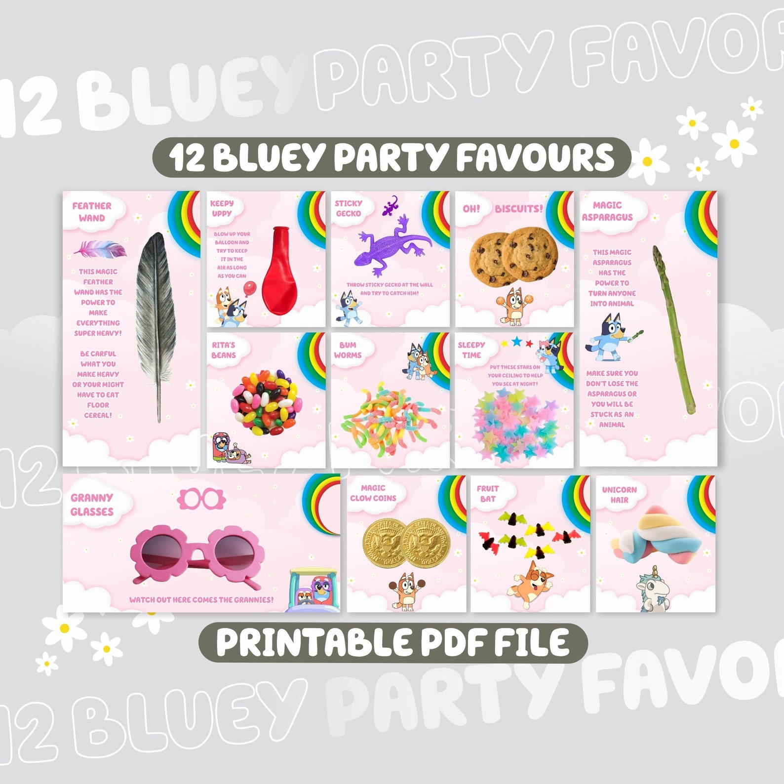 12 Bluey Party Favor Printable Bluey Birthday Treat Bundle Bluey Dog ...