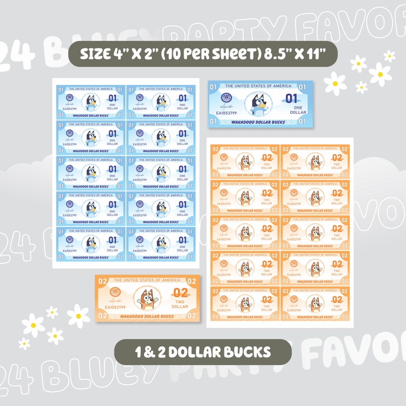 24 Bluey Party Favor Printable Bluey Birthday Treat Bundle Bluey Dog ...