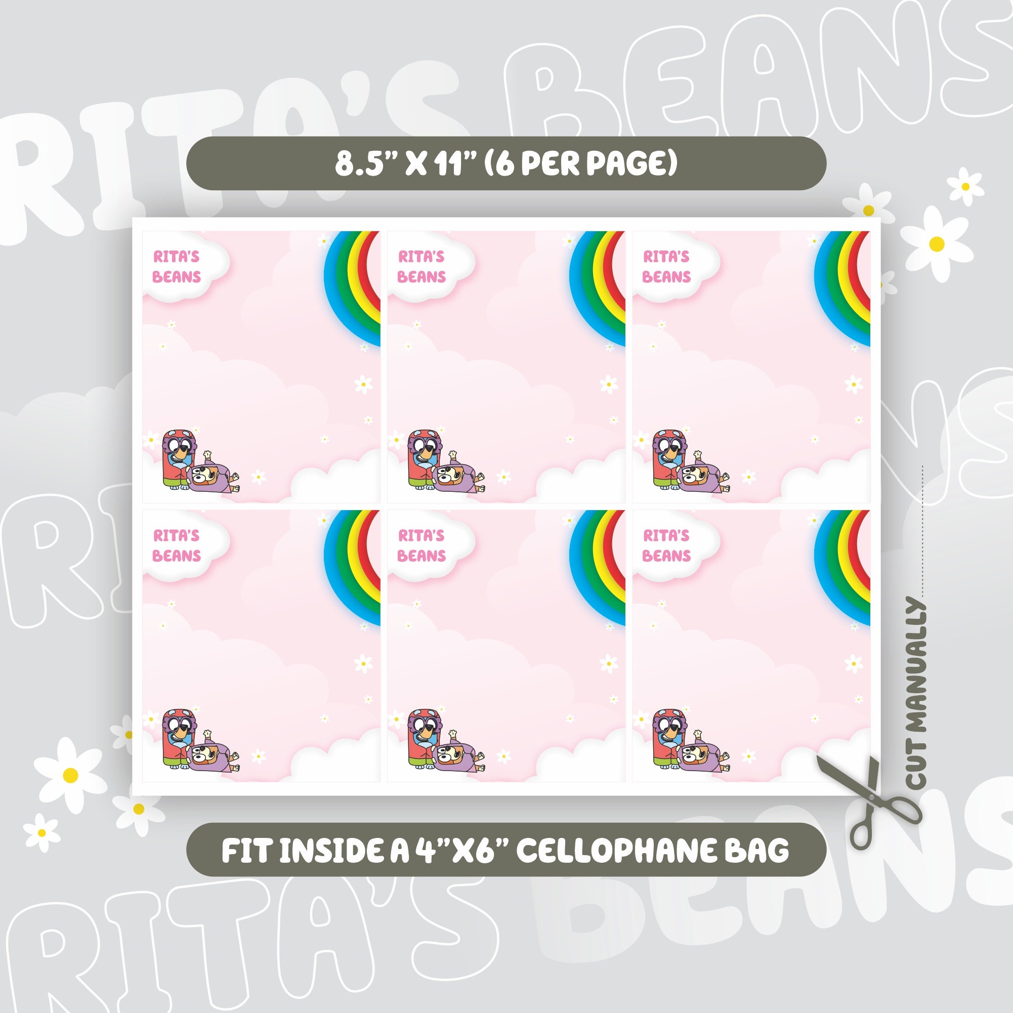 Rita Bean Bluey Party Favor Printables Bluey Birthday Treat Bundle ...