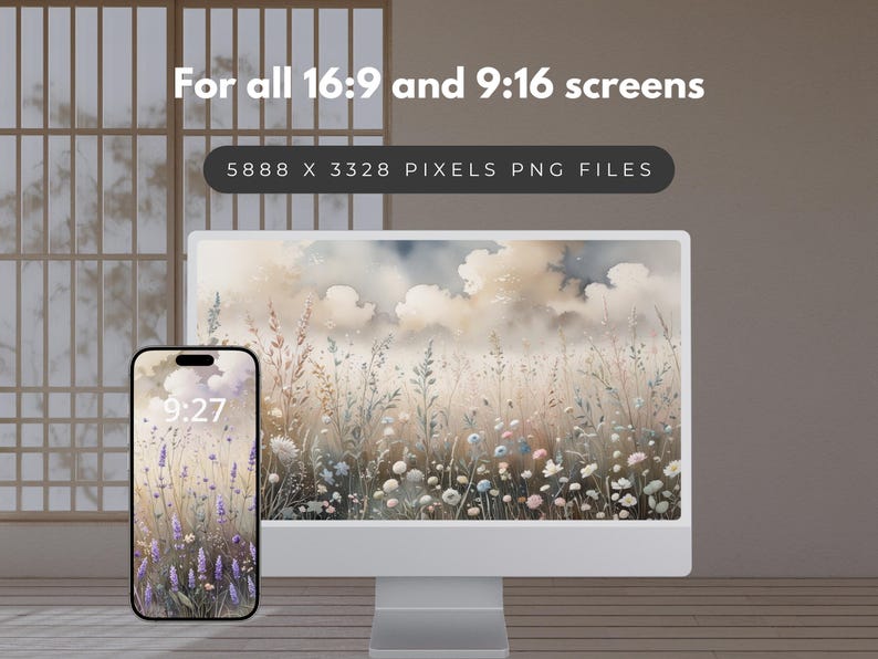 Wildflower Desktop Wallpaper, Floral Computer Background, Spring Pastel ...