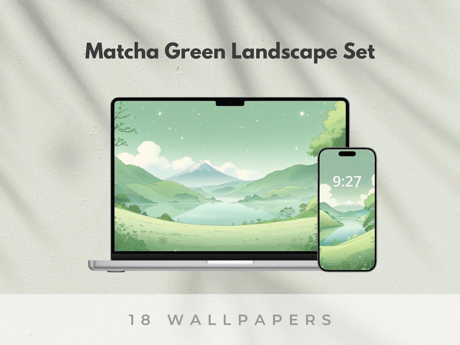 Matcha Green Landscape Desktop Wallpaper: Studio Ghibli Inspired ...
