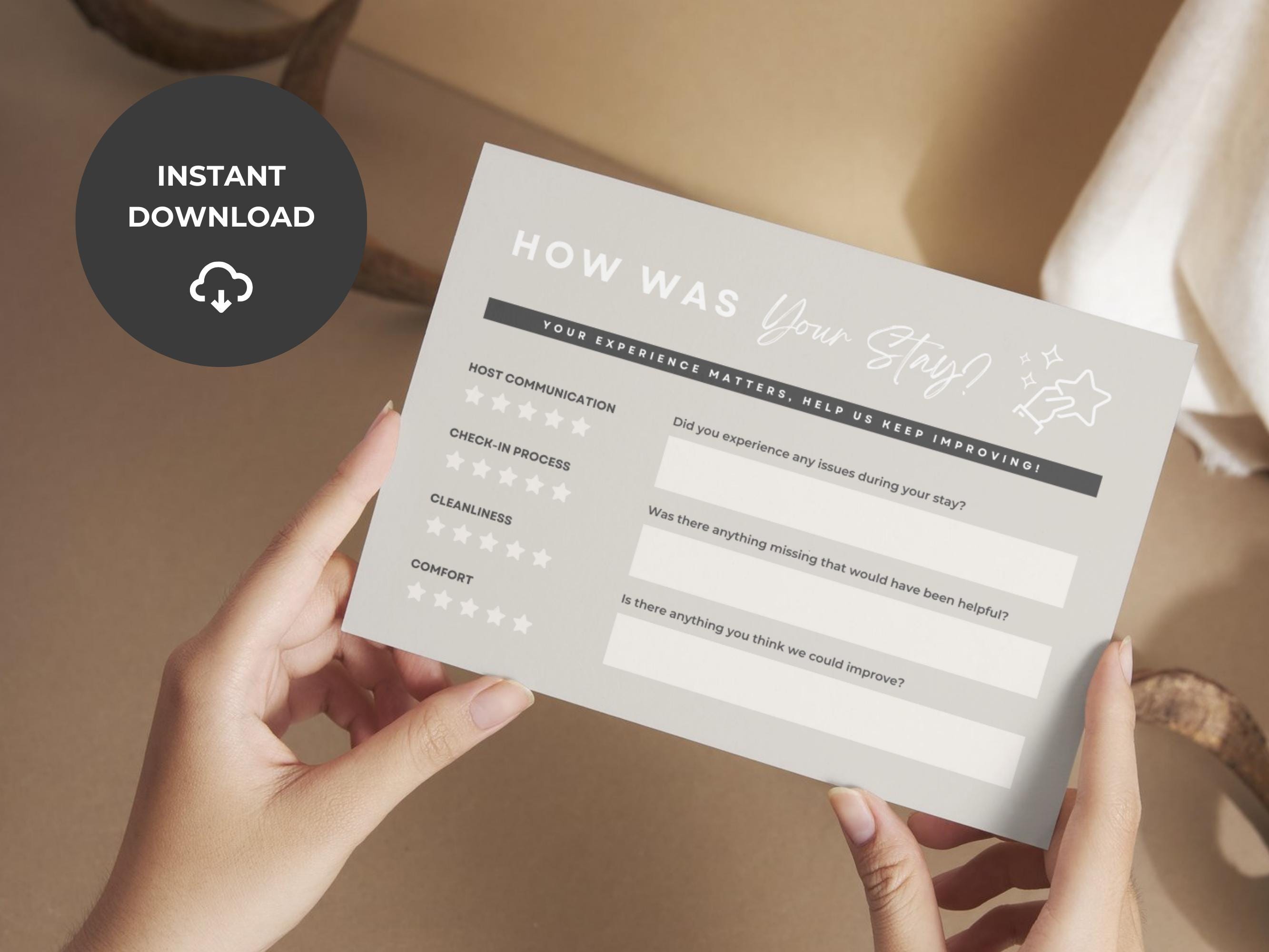 Airbnb Guest Feedback Card: Vacation Rental Comments (editable Canva ...