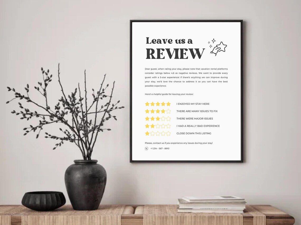 Airbnb Review Sign, Airbnb Rating, Airbnb Star Rating Explanation ...