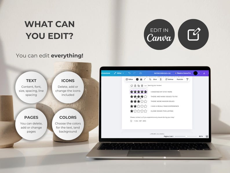 Airbnb 5-star Rating Sign: Vacation Rental Review Guide (editable Canva ...