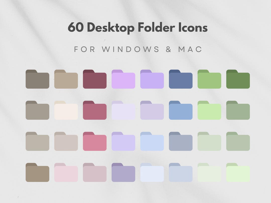 Desktop Folder Icons: 60 Pastel Themed Icons (mac and Windows Bundle ...