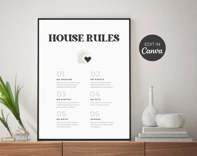 Airbnb House Rules Template, Airbnb Rules Sign, VRBO Sign, House Rules ...