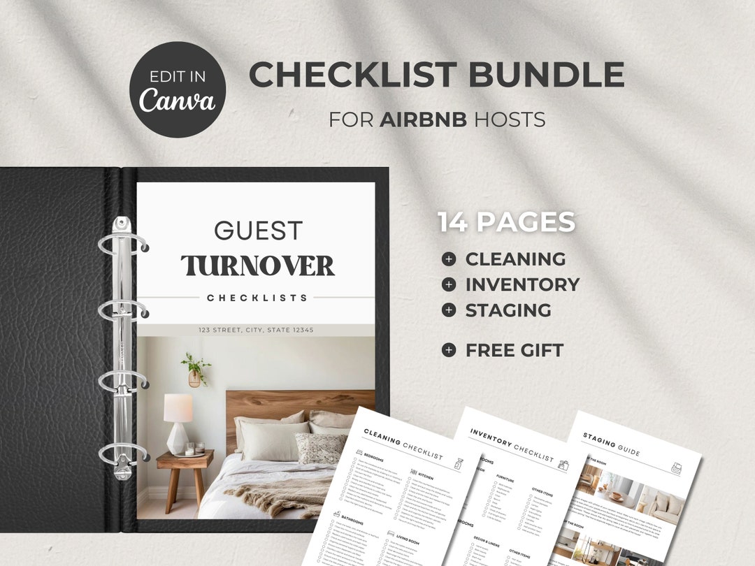 Guest Turnover Binder: Airbnb Checklist Bundle, Cleaning, Inventory ...