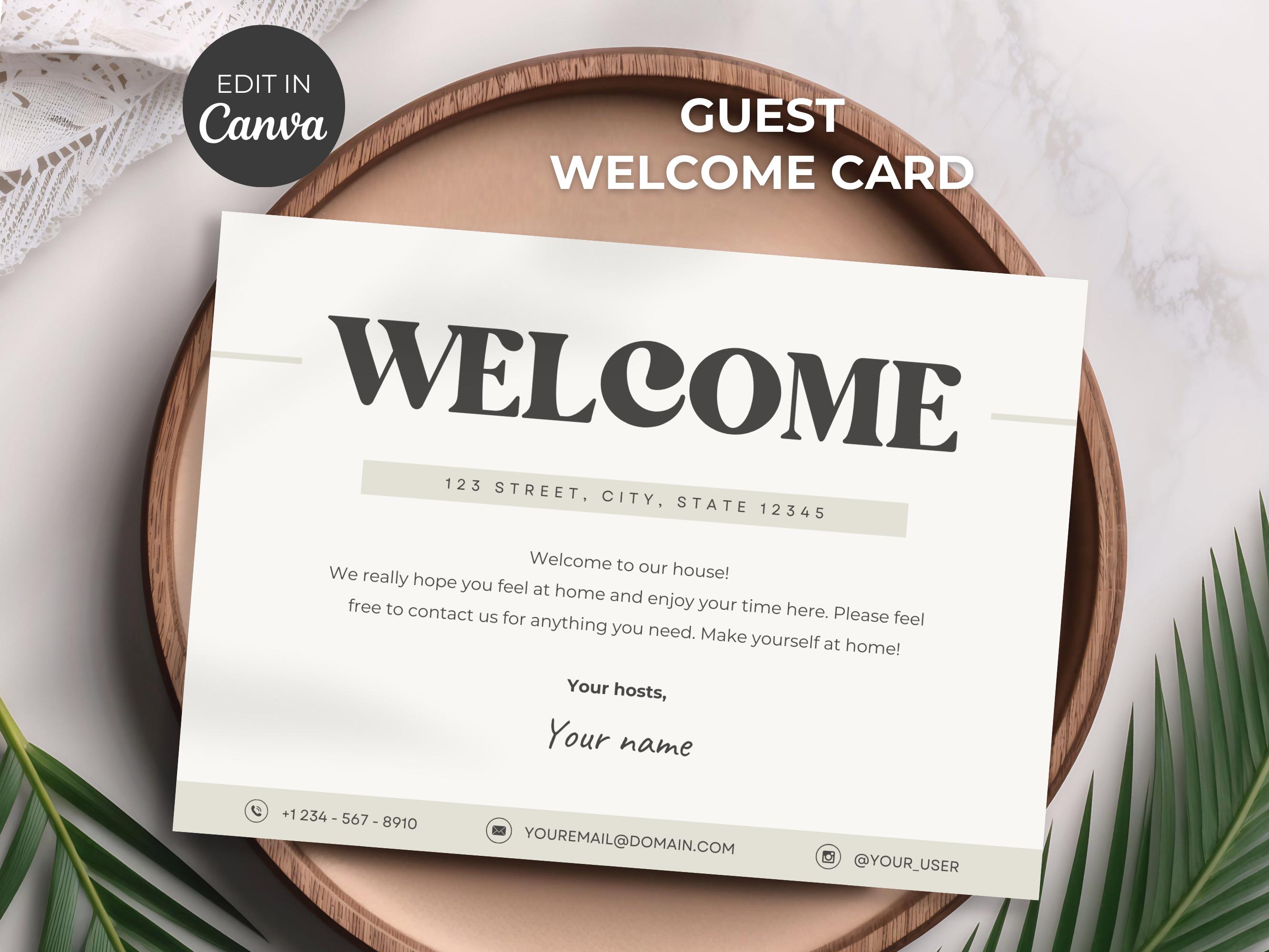 Airbnb Welcome Card Template: Canva Editable Printable - Etsy