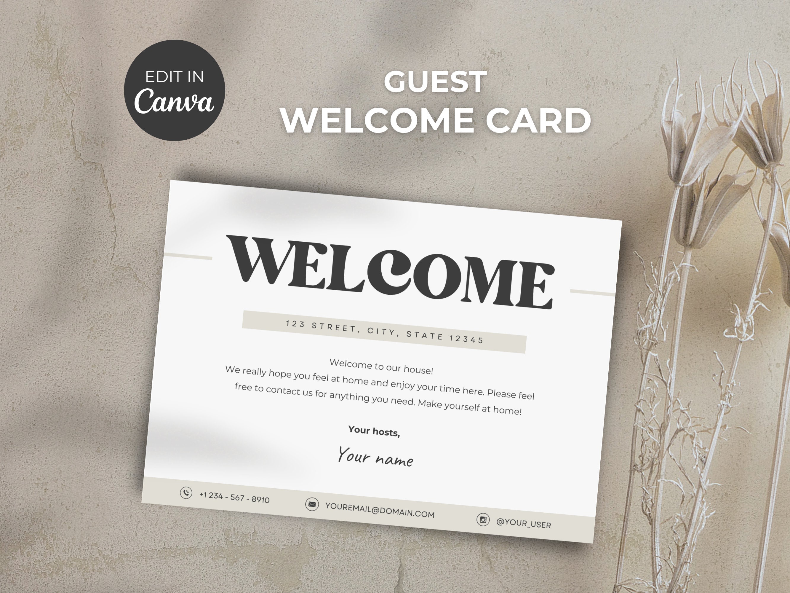 Airbnb Welcome Card, Welcome Card Canva Template, Editable Welcome ...