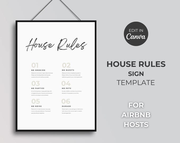 Airbnb House Rules Template, Airbnb Rules Sign, VRBO Sign, House Rules ...