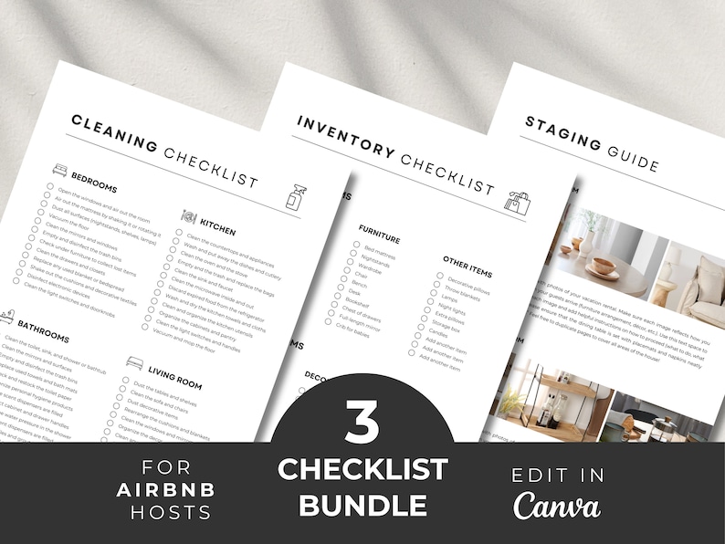 Airbnb Checklist Bundle: Guest Turnover Binder, Cleaning, Inventory ...