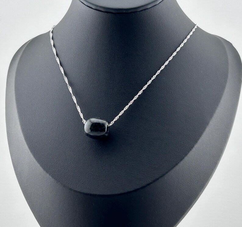 Authentic Grade A Burmese Black Jade Pendant on Custom Sterling Silver ...